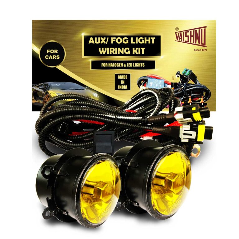 3 inch round fog lamp wiring combo for cars (yellow) | LED | Made in India
